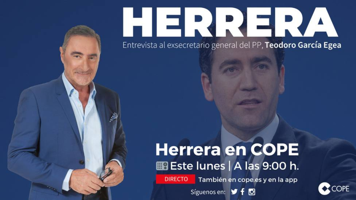 Sigue en directo la entrevista de Carlos Herrera a Teodoro García Egea ...