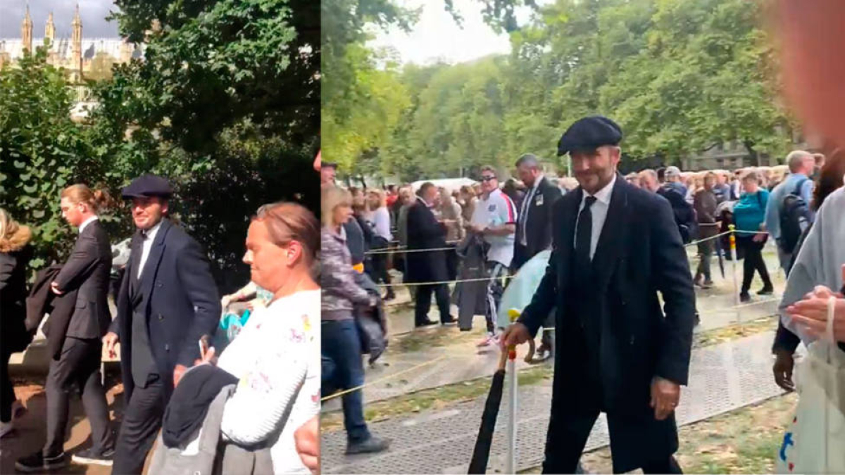 David Beckham hace 12 horas de cola para despedirse de Isabel II