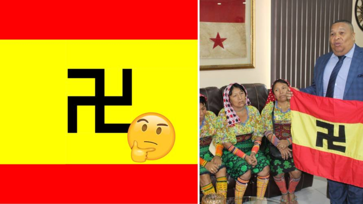 La rarísima bandera con los colores de España y una esvástica que usa ...