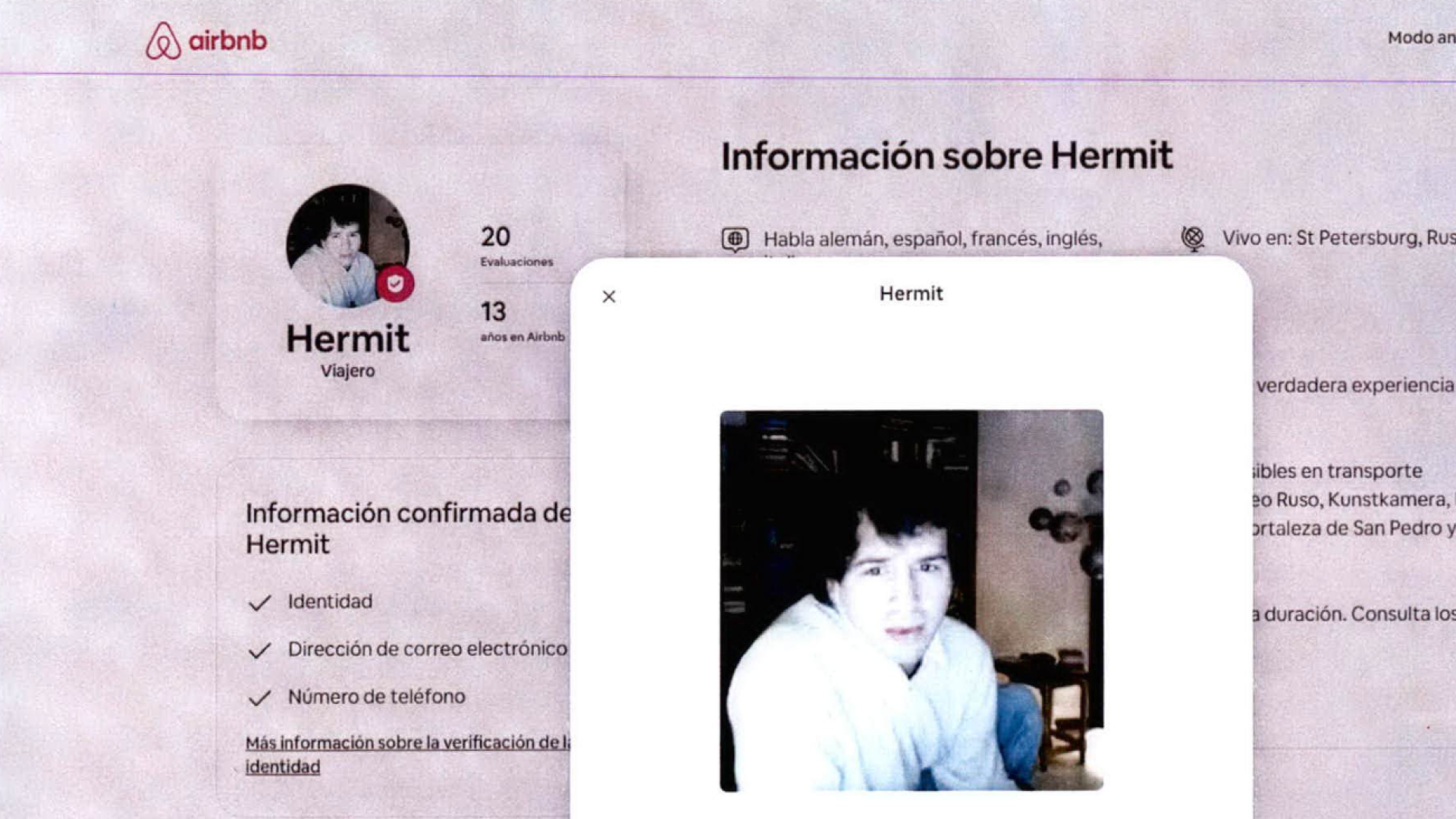 La plataforma Airbnb confirma a la jueza que el usuario 'Hermit' está vinculado al correo del ...