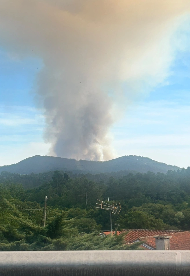 Amplio dispositivo para sofocar un incendio forestal activo en Padrón ...